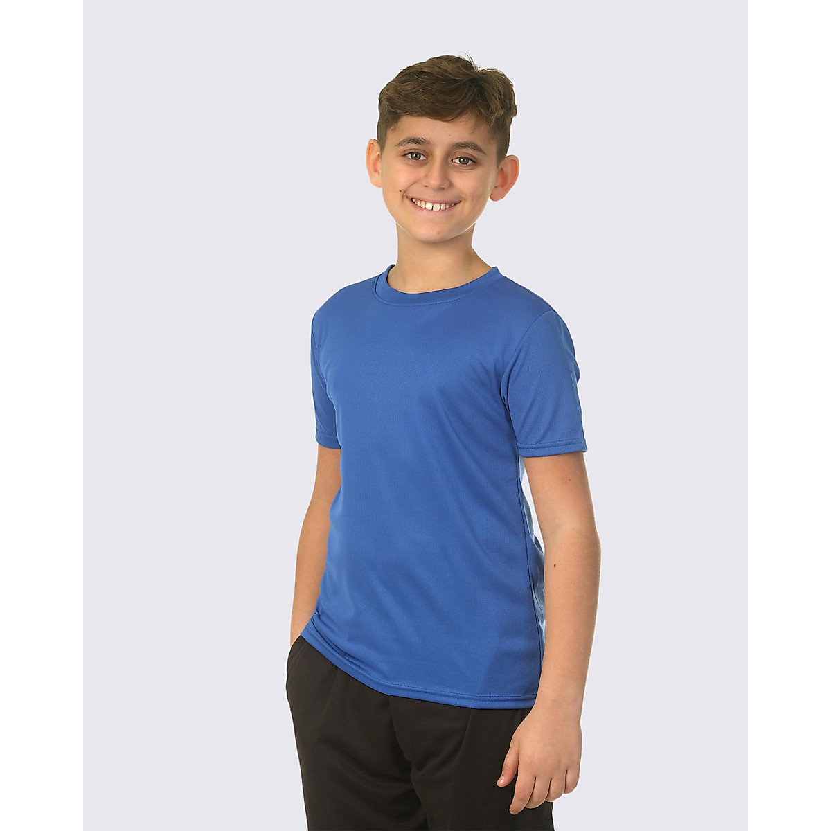 Real Essentials 5 Pack: Boys Girls Active Athletic Quick Dry Dri Fit Short Sleeve T-Shirts Crew Neck Tops Teen Gym Undershirts Tees Youth Basketball Moisture Wicking Tshirt-Set 11,XL (16-18)