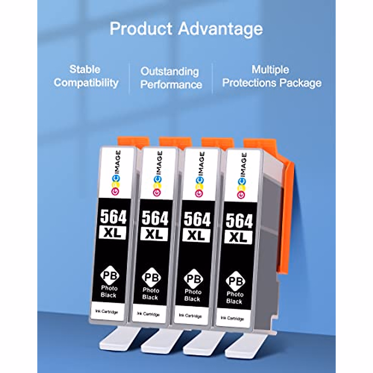 GPC Image Compatible Ink Cartridge Replacement for HP 564XL 564 XL Compatible with DeskJet 3520 3522 Officejet 4620 Photosmart 5520 6510 7520 7525 Printer (4 Photo Black)