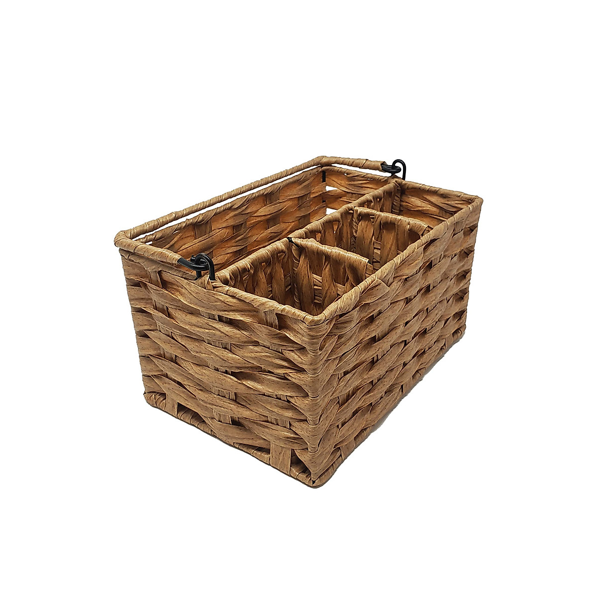 KOVOT Poly-Wicker Woven Cutlery Storage Organizer Caddy Tote Bin Basket for Kitchen Table, Cabinet, Pantry, Indoor & Outdoor - Woven Polypropylene | Measures 9.5" x 6.5" x 5"