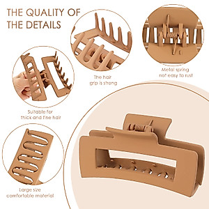 Mandydov 8 Pcs Large Hair Claw Clips 4.1" Non-slip Big Square Matte Hair Claw Clips for Women, Strong Hold Banana Clips for Thick Thin Hair