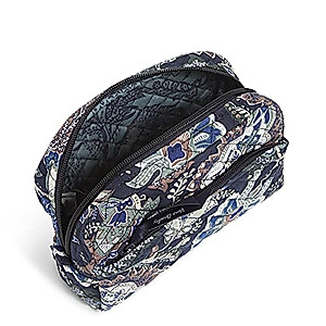 Vera Bradley Women's Cotton Medium Cosmetic Makeup Organizer Bag, Java Navy Camo - Recycled Cotton, One Size