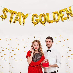 Stay Golden Balloon, Stay Golden Birthday Banner Gold Party Supplies Golden Birthday Decorations (16 inch)