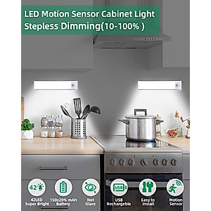 YDX LIGHT Magnetic Under Cabinet Lights,Under Counter Lighting Motion Sensor Wireless Rechargeable Battery Powered Cabinet Lights,6000K Operated Light for Kitchen Wardrobe, Closets, Hallway 3Packs