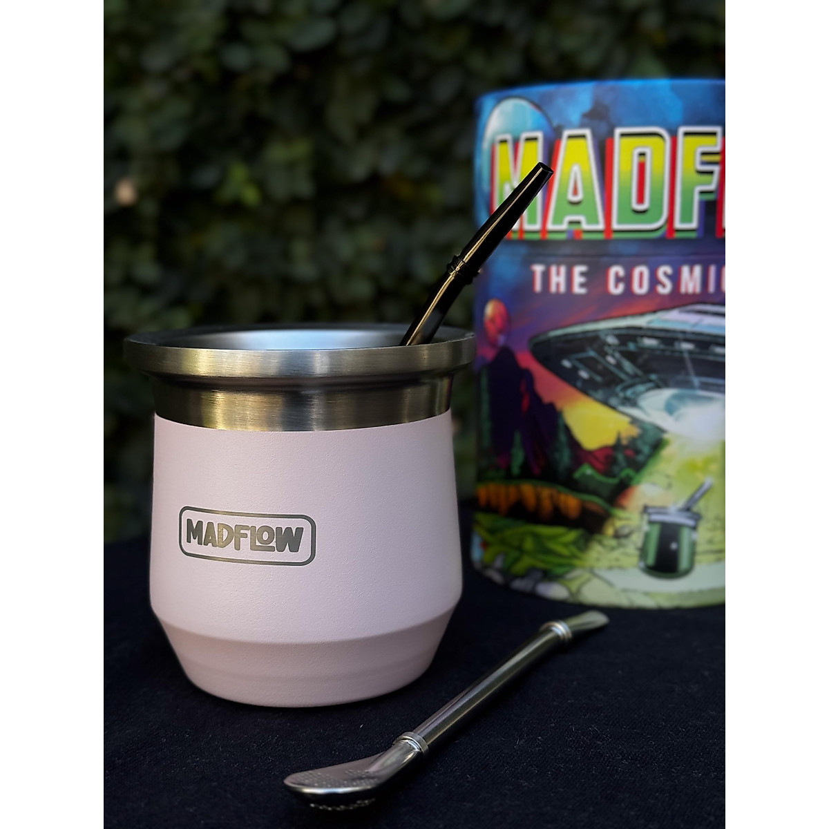 MADFLOW Yerba Mate Cup. Stainless Steel Mate Cup with 2 Bombillas.One Tree Planted in The USA for Every Unit Sold. Double Wall Vacuum Insulated Yerba Mate Gourd. Unique Mate Cup and Bombilla Set