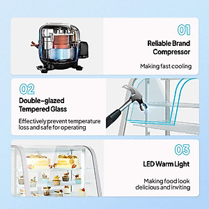 ROVSUN Refrigerated Display Case 3.5 Cu.Ft, Display Refrigerator Commercial Countertop Refrigerator w/LED Lighting Auto Defrosting Air-cooling Rear Door for Cafe Restaurant NSF ETL Certified, White