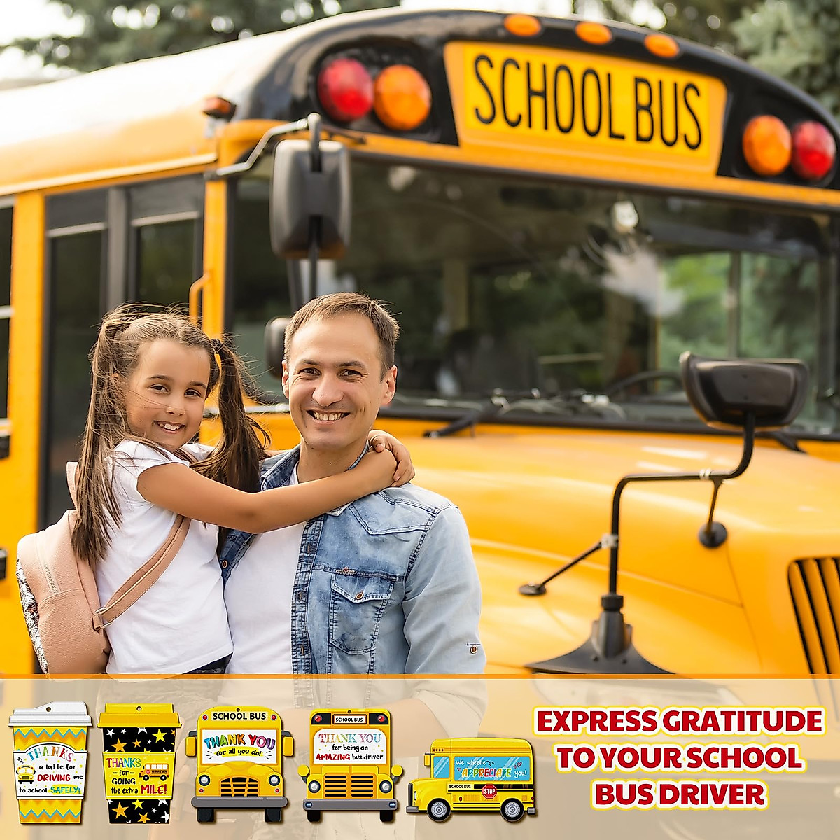 Dunzoom 10 Pcs Wooden Christmas Gift Card Sleeves School Bus Driver Appreciation Gift Card Holders Latte Coffee Thank You Gifts for School Bus Driver Supplies (Gift Card Not Included)