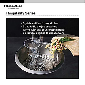 Houzer SCF-1830-1 Hospitality Series Topmount Stainless Steel Round Bar/Prep Sink