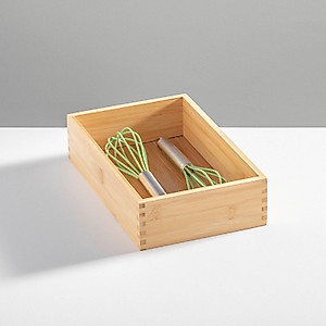 mDesign Bamboo Wood Drawer Organizer Box Tray for Kitchen, Drawers, Utensil Storage Countertops, Shelves, and Pantry; Holds Flatware, Cooking Utensils - Echo Collection - 6 Pack - Natural