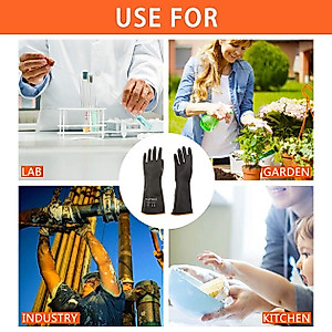 ThxToms Heavy Duty Latex Gloves, Resist Strong Acid, Alkali and Oil, 14", 1 Pair