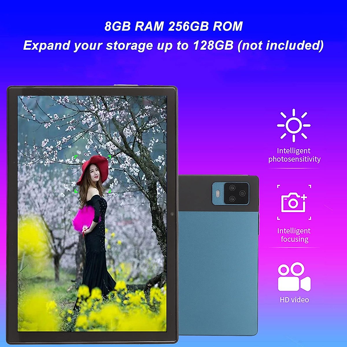 Call Tablet, HD Tablet 100-240V 5G WiFi Night Reading Mode Octa Core Processor for Android 12 for Learning (US Plug)