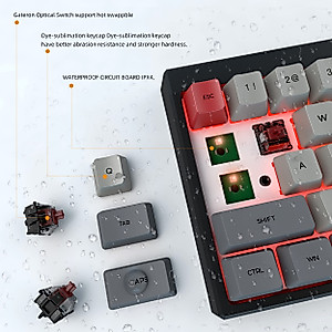 Ractous RTK61BP 60% Wireless Mechanical Gaming Keyboard,RGB Blacklit PBT Sublimation Keycaps 61keys Bluetooth5.1/Wried Gaming Keyboard for PC/Mac Gamers,Hot-Swap Gateron Optical Bule Switch-Black