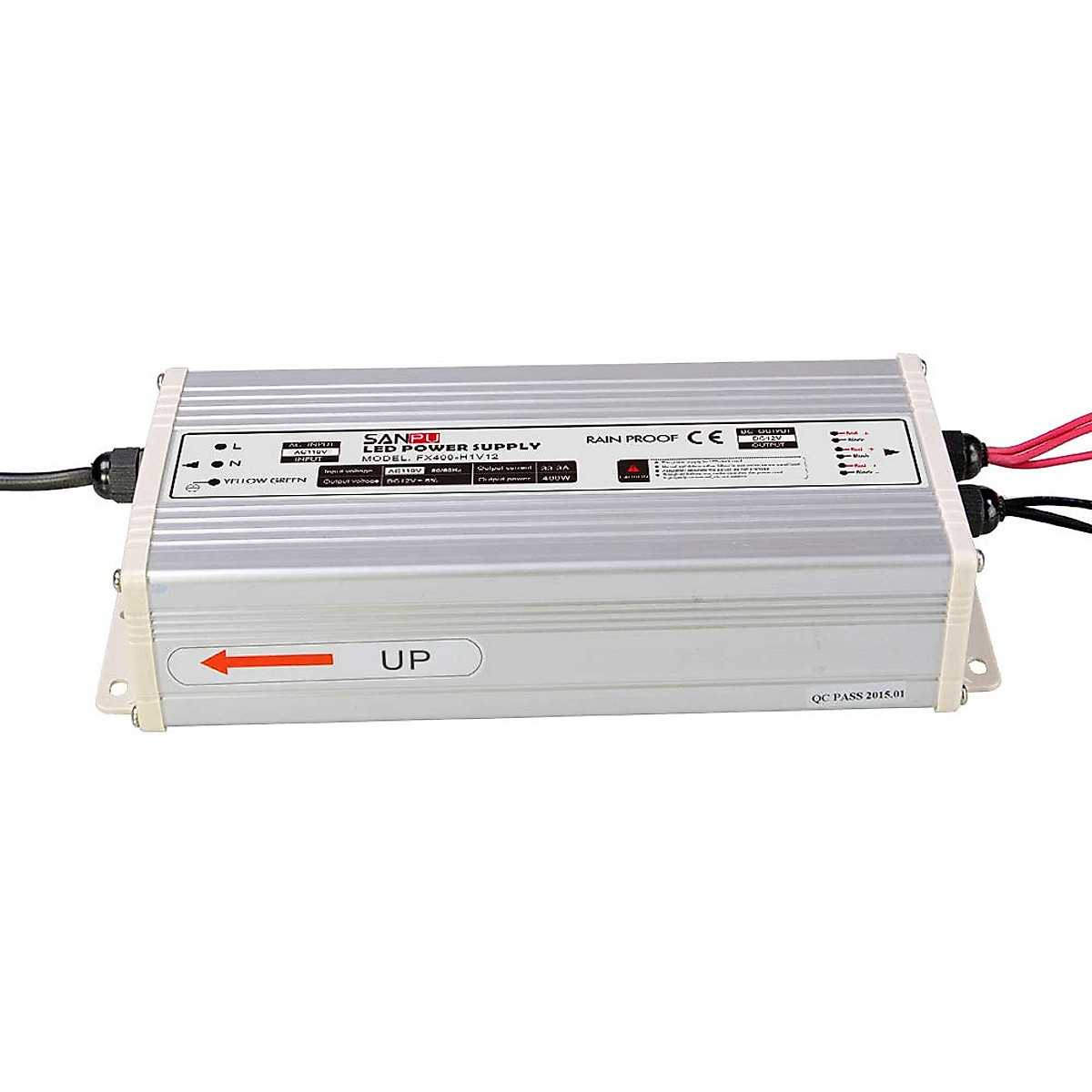 SANPU SMPS LED Driver 400w 12v 33a Constant Voltage Switching Power Supply 110v 120v ac-dc Transformer Ourdoor Rainproof IP63 (SANPU FX400-H1V12)