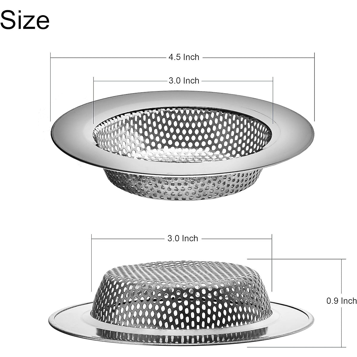 3PCS - Windran Kitchen Sink Drain Strainer, Upgraded Double-Layer Safe Design for Most Kitchen Sink Drain Basket, (4.5 Inch)