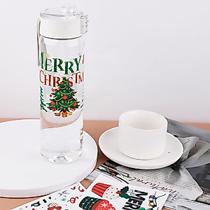 10 Sheets DTF Transfer Sticker, Christmas Transfer Stickers for 16oz Glass Cups Waterproof DTF Cup Wrap Gnomes Gingerbread Men Santa Claus Patterns Rub on Transfers for Glass Crafts