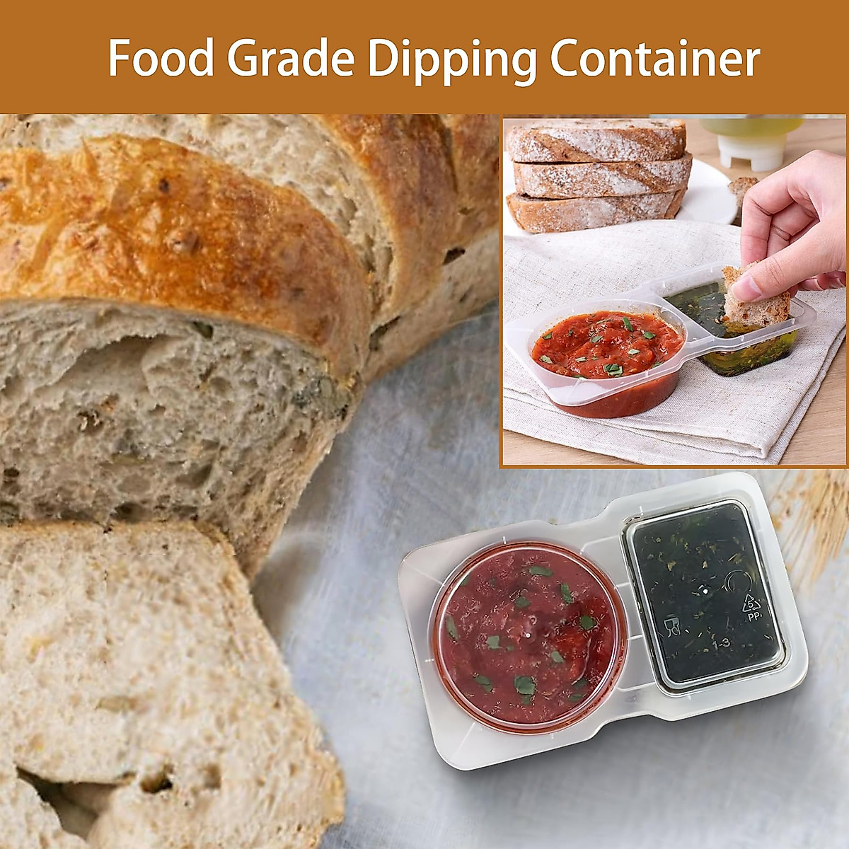 TAOceeXI 40PCS Double Compartment Condiment Container, 2 Compartment Snack Containers for Condiments or Dips, Double Condiment Containers with Lids, Double Compartment Snack Containers