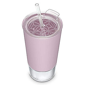 Ello Tidal Glass Tumbler with Straw, Cashmere Pink, 20 oz. (824-0431-075-6), 1 Count (Pack of 1)