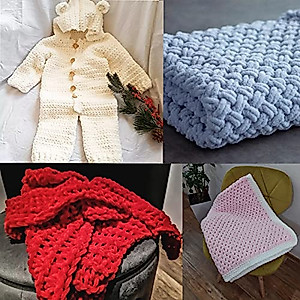 Estako Velvet Chenille Blanket amigurumi Yarn for Crocheting and Knitting Super Bulky 100 gr (132 yds) (1310 - Baby Pink)