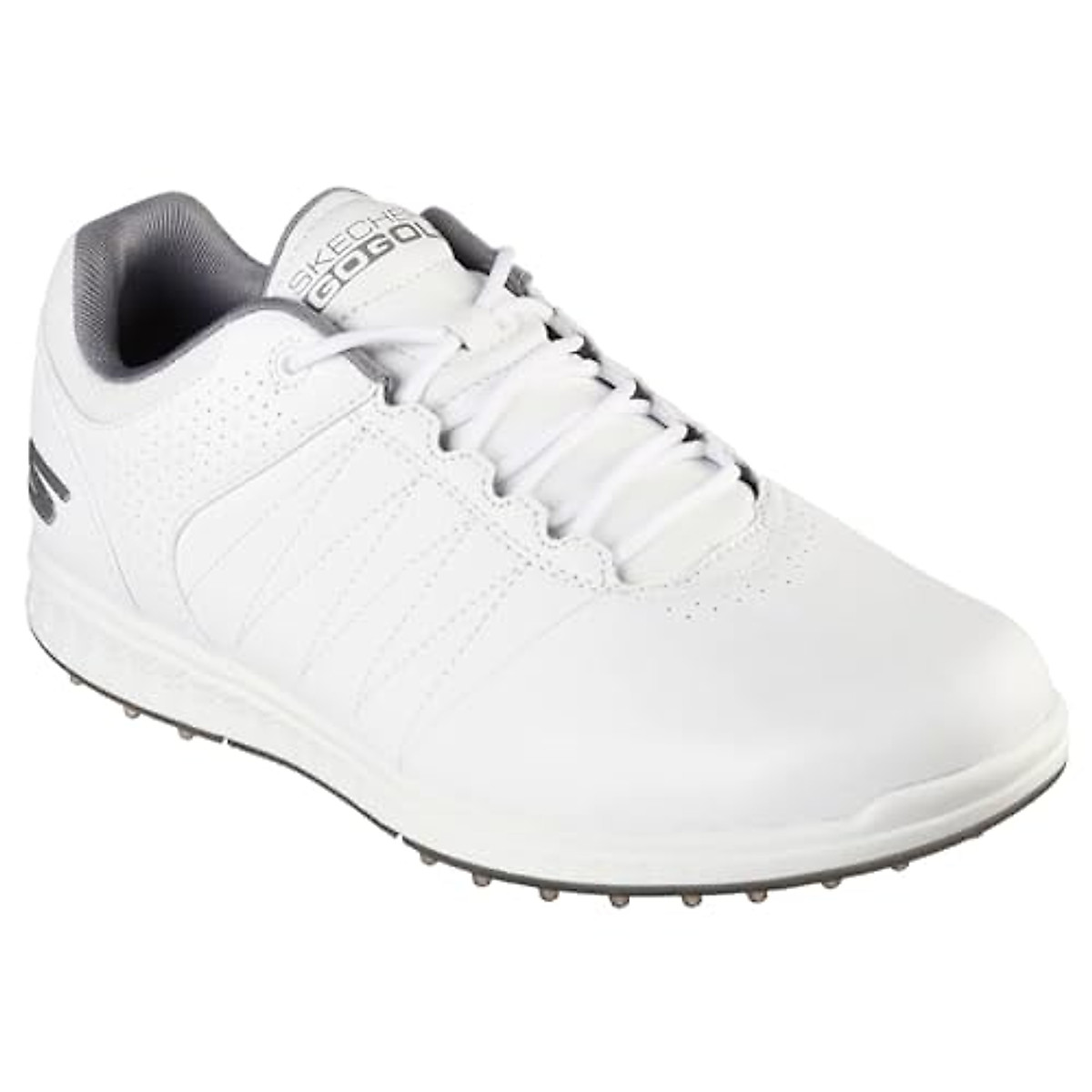 Skechers Men's Pivot Spikeless Golf Shoe, White/Gray, 13