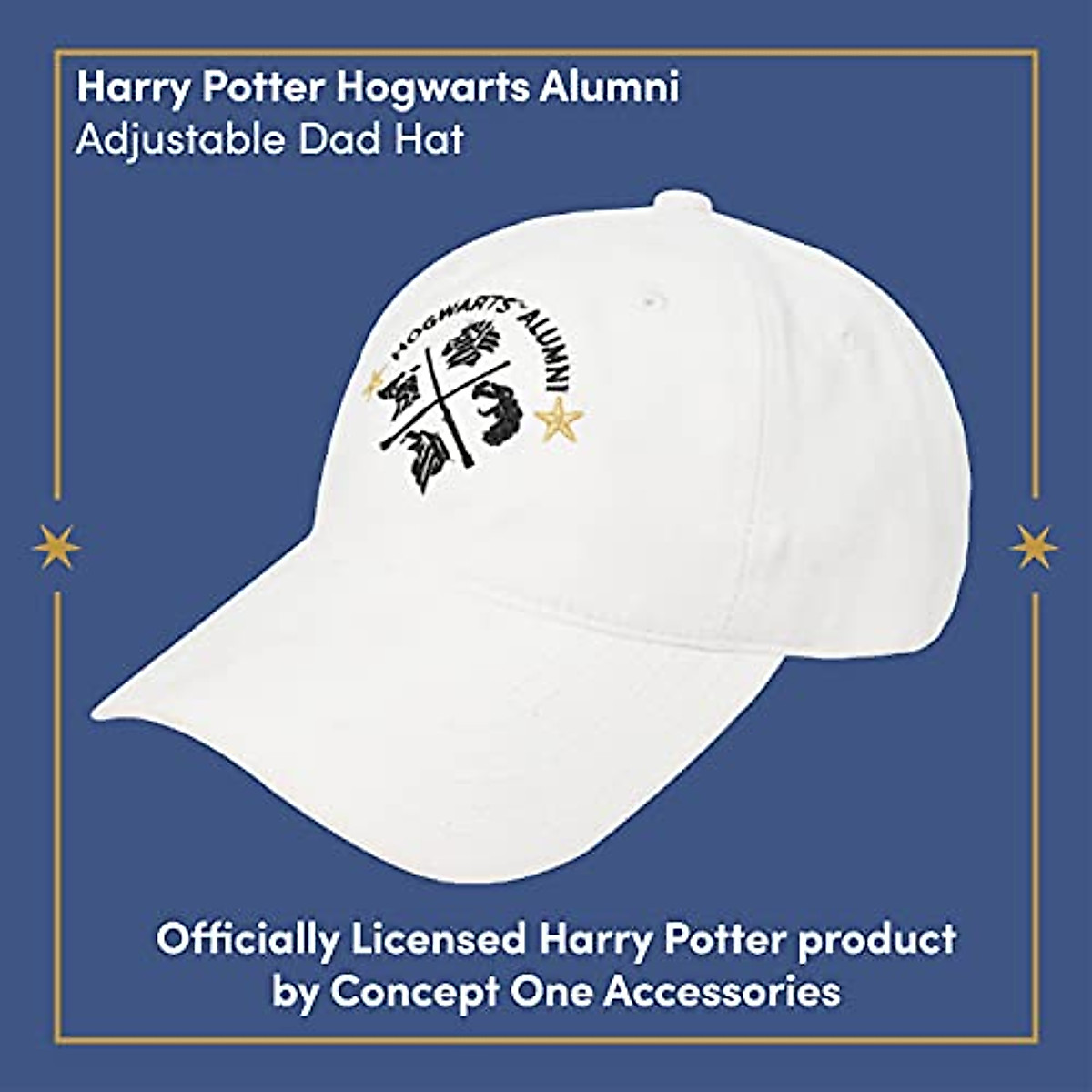 Harry Potter Hogwarts Alumni Adjustable Dad Hat, White, One Size