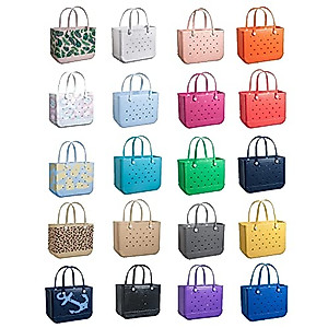 Sollirty Beach Bag Rubber Tote Bag, Waterproof and Sandproof Outdoor Open Rubber Beach Bag, Used for Beach Sports and Camping Sports(Yellow,Medium)