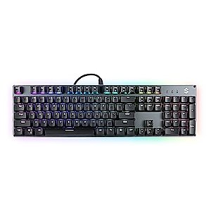 Black Shark Wired Gaming Keyboard, Quiet Red Switch Mechanical Keyboard with RGB Backlit, 104 Keys Full Size with Number Pad, LED Rainbow Light Up Keyboard for Computer PC Desktop