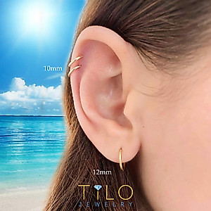 14k Yellow Gold Round Endless Hoop Earrings - 10-18mm (12 Millimeters)……