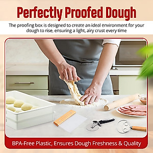 YAANI Pizza Dough Proofing Box Set, Pack of 2 Stackable Bread Proofing Box with Lids, Pizza Wheel, Dough Whisk, Dough Scraper, Perfect for Pizza Dough, Sourdough, Food Storage Container