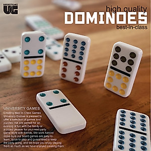 Front Porch Classics | Double 9 Colored Dot Dominoes Travel Tin Set, 2 to 8 Players Ages 8 to 99