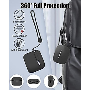 [3 in 1]2022 AirPods Pro 2 Case with Cleaner Kit&Replacement Ear Tips,Air Pods Pro 2nd Generation Silicone Protective Cover,Cleaning Pen for Air Pods Pro Eartips with Noise Reduction Hole(S/M/L),Black