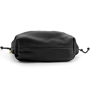 Women's Chain Link Cloud Clutch Bag | Dumpling-Shaped Pouch Purse Handbag | Ruched Chunky Chain Link Shoulder Handbags (Medium, Black)