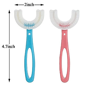 QPEY 2 Pcs Kids U- Shaped Toothbrush, Soft Silicone Brush Rounded Kids U Shape Toothbrush for Cleaning Teeth