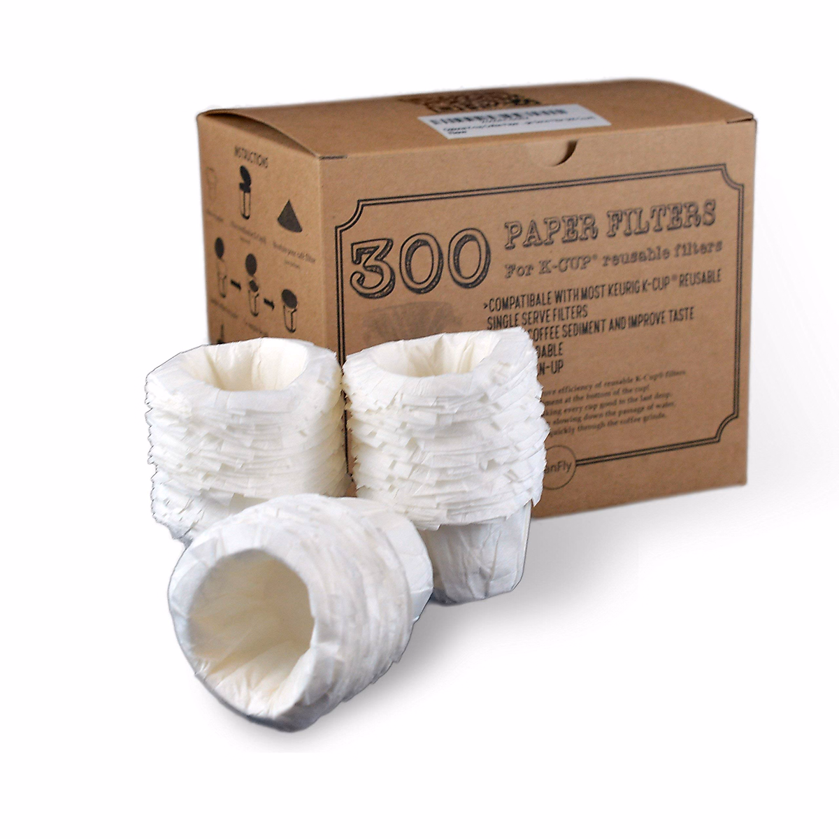 canFly Disposable K-CUP Paper filter for Keurig single cup coffer filters compatible with Ekobrew, EZ-Cup and other Reusable K-CUP Filters (300 Count)