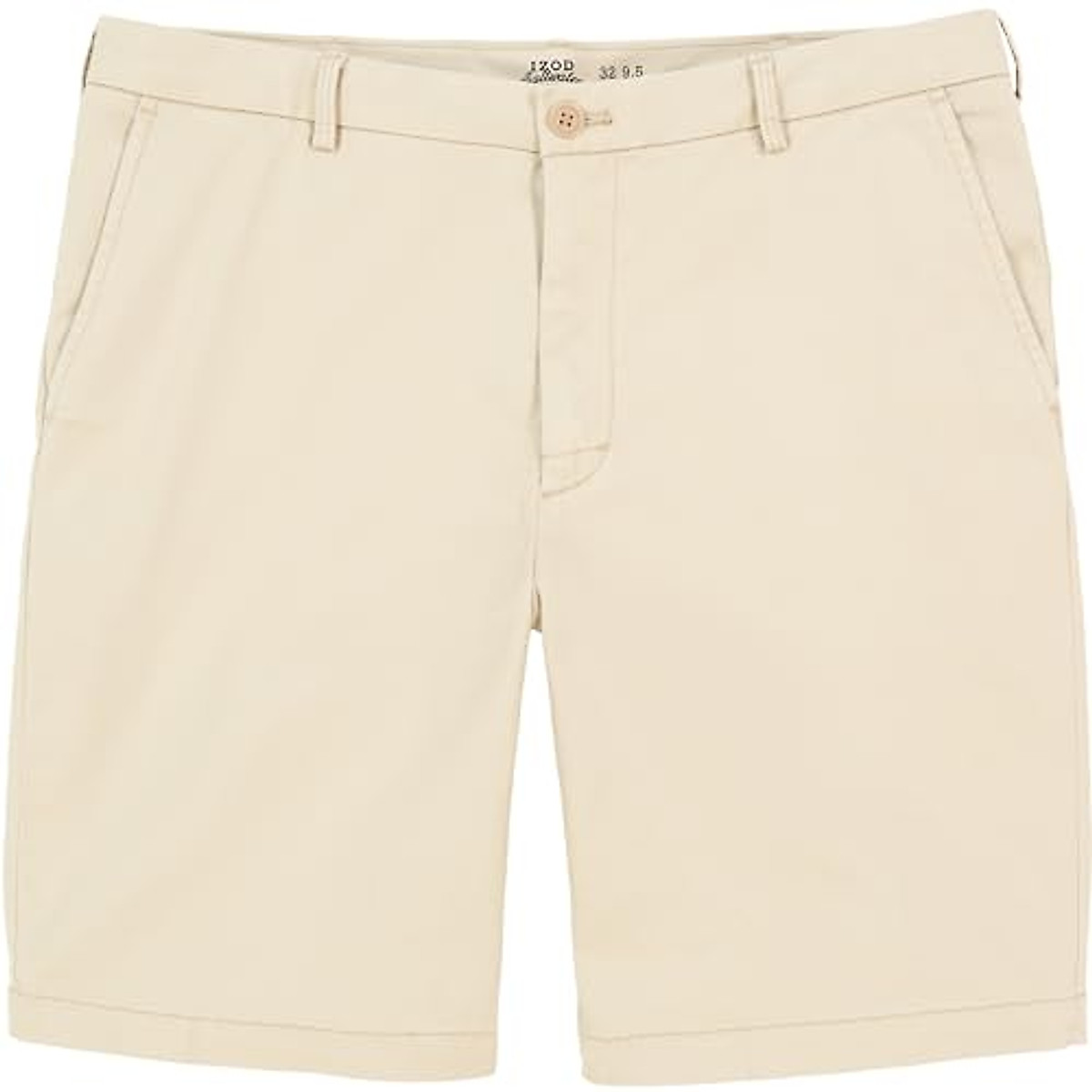 IZOD Men's Classic Saltwater 9.5" Flat Front Chino Short, Pale Khaki, 38