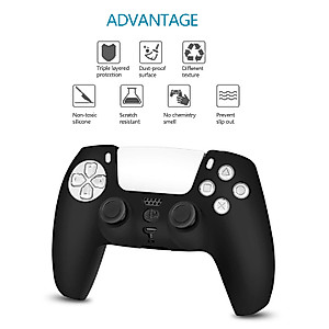 2 Pack Controller Skin and Thumb Grips for PS5 Controller PS5 Skin, YU33 Anti-Slip Silicone Cover Protector Case for Sony Playstation 5 Joystick/DualShock 5 with 12 Thumb Grips
