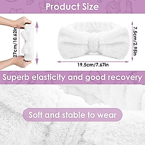 Molain Spa Headband, Bowknot Hair Bands Makeup Headbands Women Coral Fleece Elastic Headband Washing Face Hair Wrap for Washing Face Shower Sports Beauty Skincare (White)