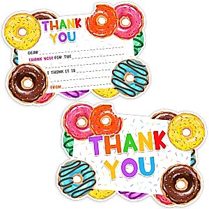 Simimi art Donut Kids Thank You Cards, Fill In Thank You Notes For Kid, 30 Thank You Cards 30 Envelopes
