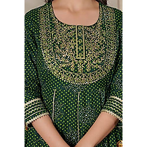Cotton Anarkali Indian Kurti For Women Pakistani Wedding/Party Wear Designer Style Anarkali Suit for Womens (GREEN-XL)