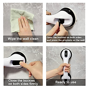 Kasrech Shower Handle, Support Handles, Grab Bars with Strong Suction Cup, Shower Safety Hand Rail for Bathroom, Suitable for Seniors, Elderly, 12 Inch, 2 Pack (Black)