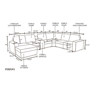 GlasFlength Sectional Sofa Couches for Living Room with Ottoman, Nail-Head Design Linen Right Facing U-Shaped Modern Couches with Cup Holder for Bedroom, Office