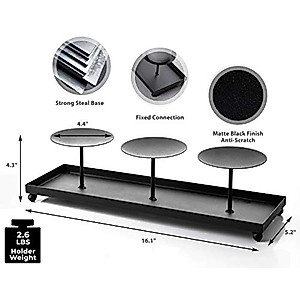 Candles Pillar Holder Tray Black Metal Base for Desk Top Decoration Table or Mantel Centerpiece in Dining & Living Room, Candelabra for Pillar & Sphere Candles, flameless LED (Set of 3)