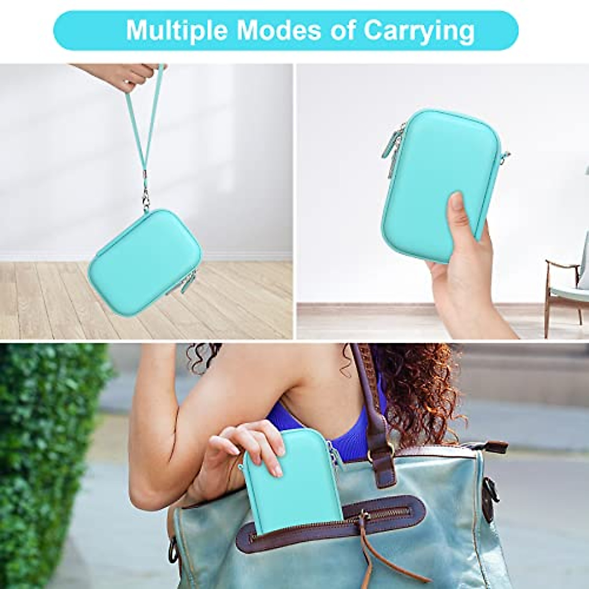 Canboc Hard Case for New Canon Ivy 2 Mini/Canon Ivy Mini/Canon Ivy CLIQ+ CLIQ 2 CLIQ+2 Photo Printer Mobile Wireless Bluetooth Instant Camera Printer, Mesh Bag fit Photo Paper Cable, Mint Green