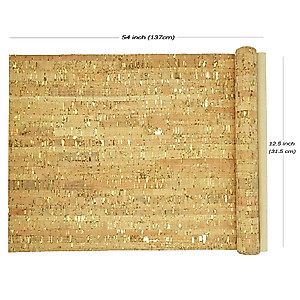 SorenCut Cork Fabric by The Yard for Sewing: Natural Cork and Gold Embellished Craft Fabric Sheet,Glitter Fabric Roll 12.5 * 54 Inch for Earrings and Other HandCrafts DIY Projects