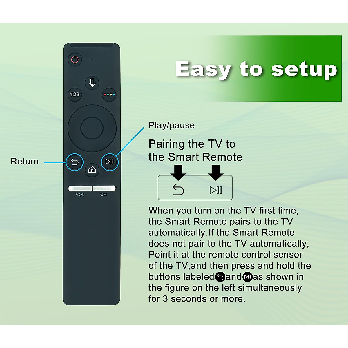 BN59-01266A Replaced Voice Remote fit for Samsung Smart 4K TV BN5901266A RMCSPM1AP1 QN65Q7FD UN75MU630D UN50MU630D UN65MU850D UN43MU630D UN55MU630D UN55MU650D UN55MU700D UN55MU800D UN65MU650D