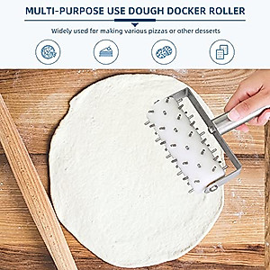 DOXILA Pizza Dough Docker Roller Pins Pastry Dough Tool, Stainless Steel Handle Roller Pin Puncher for Cake Pie Cookies Bread Pastry Baking Cooking Tool