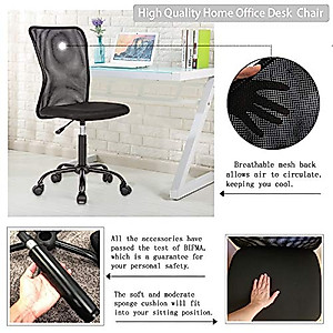 Ergonomic Office Chair with Lumbar Support Mesh Chair with Wheels Rolling Swivel Back Support Adjustable Executive Desk Chair, Modern PC Computer Desk Chair for Home Office Women Men by XXFBag - Black