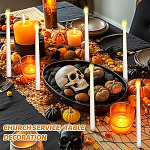 Liliful 24 Pcs Halloween Hanging Floating Candles Flameless LED Taper Candles Magic Hanging Flameless Candles Battery Operated Warm Light for Halloween Party Decor(White, 11.8inch)