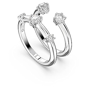 SWAROVSKI Constella ring, Set (2), Round cut, White, Rhodium plated