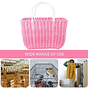 Healvian Handbags Purse Plastic Woven Shopping Basket with Handle Reusable Grocery Shopping Bag Shopping Tote Woven Storage Basket for Travel and Shopping Patricia Nash Patricia Nash Handbags