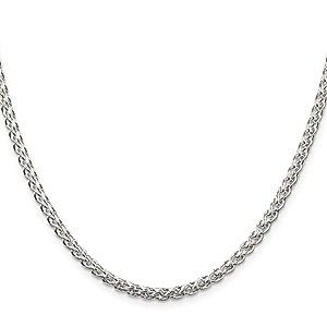 IceCarats 925 Sterling Silver 3mm Round Spiga Wheat Link Chain Necklace 24 inch