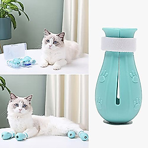 4Pcs Cat Boots for Cats Only Paw Covers Protectors Claws Shoes Paws Wound Boot Silicon Anti Scratch Cat Mittens for Bathing, Nail Clipping, Ears Cleaning, Treatment